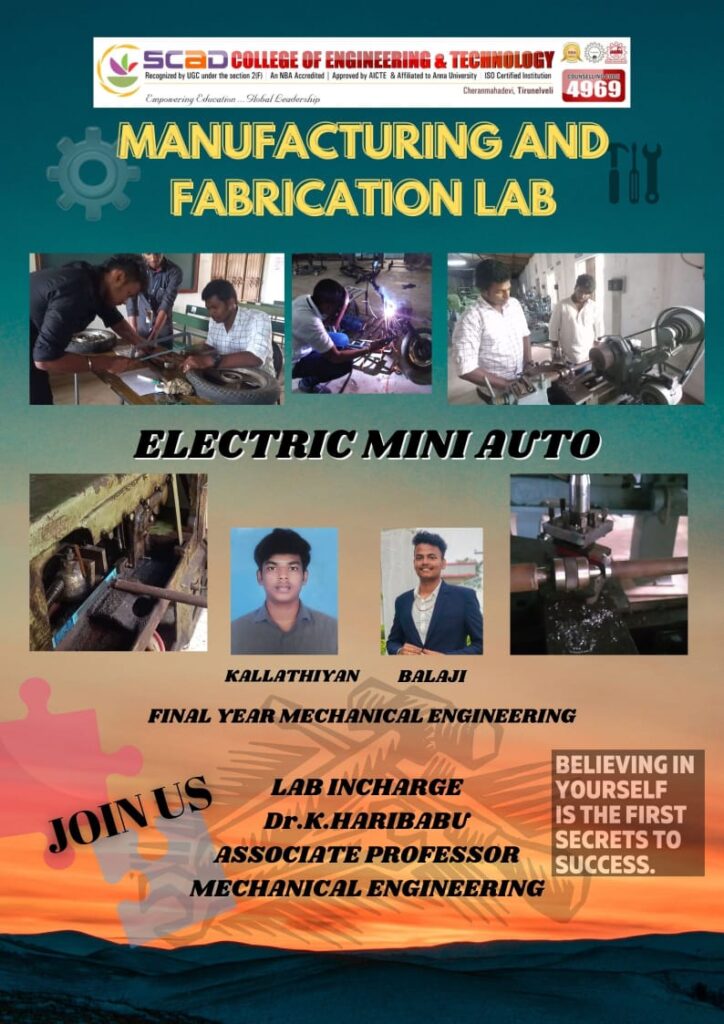 MANUFACTURING & FABRICATION LAB – SCAD College of Engineering and ...