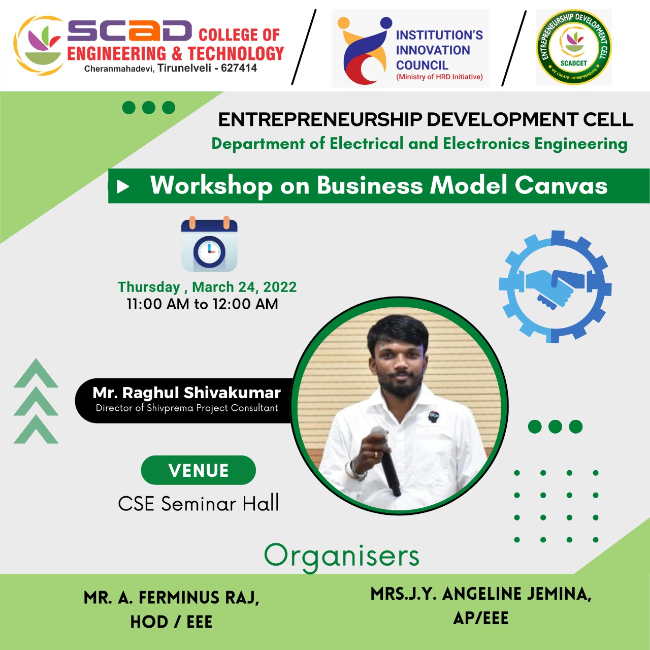 Workshop on Business Model Canvas – SCAD College of Engineering and ...