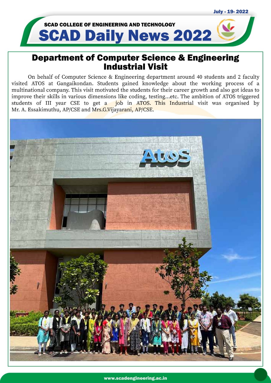Industrial Visit- AtoS – SCAD College of Engineering and Technology ...