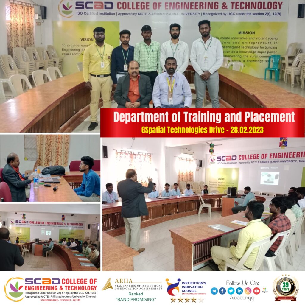 Gspatial Technologies Placement Drive – SCAD College of Engineering and ...